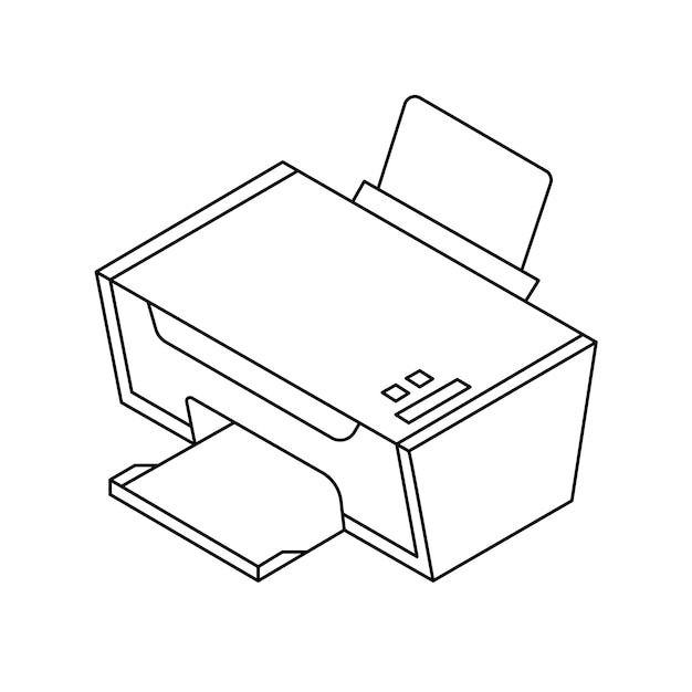 Minimalist Outline Illustration of a Modern Printer Device | Jiffy Designs