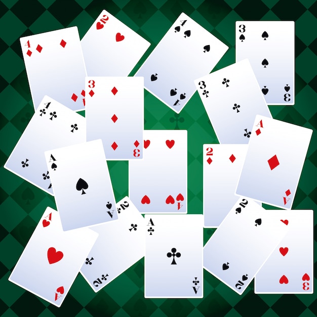 Scattered Deck of Playing Cards on Checkered Background | Jiffy Designs