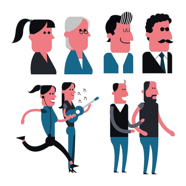 Quirky Illustrated Characters Collection with Diverse Expressions and ...