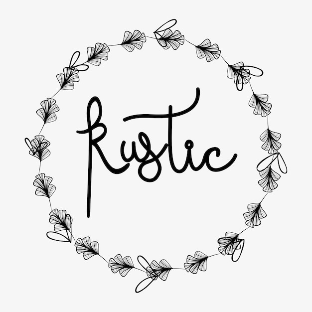 Rustic Floral Wreath with Cursive Typography Illustration | Jiffy Designs