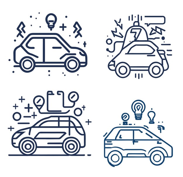 Diverse Collection of Stylized Autonomous Vehicle Icons | Jiffy Designs