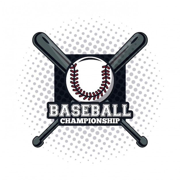 Baseball Championship Emblem with Crossed Bats and Ball Graphic | Jiffy ...
