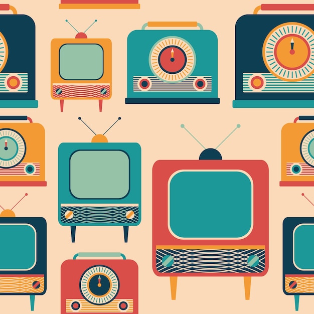Retro Television Collage: Vintage Radios and TV Sets | Jiffy Designs