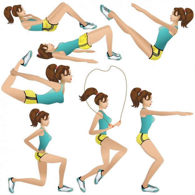 Fitness Woman Exercising Illustrations Collection | Jiffy Designs