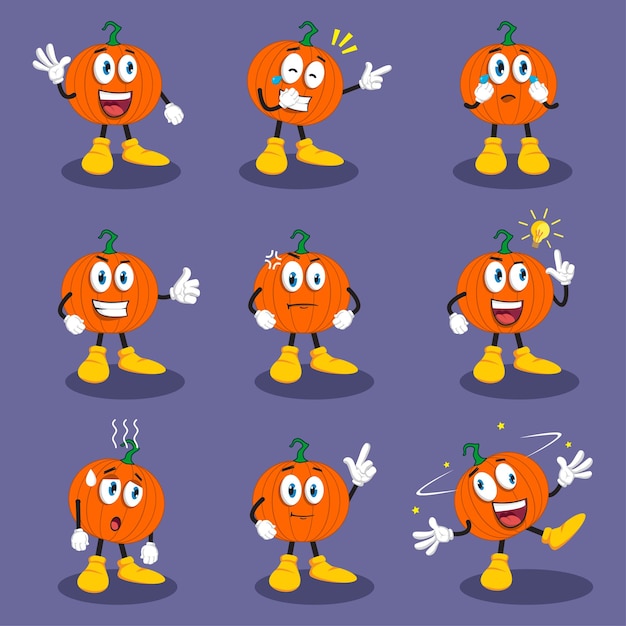 Playful Orange Characters in Vibrant Cartoon Poses | Jiffy Designs