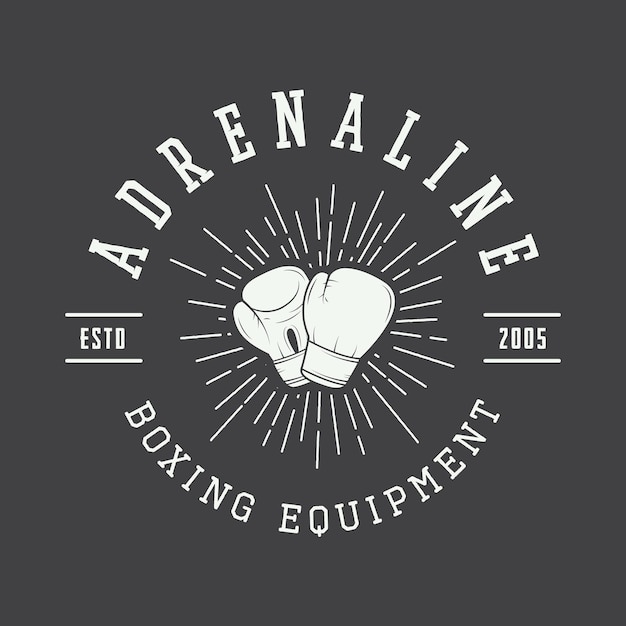 Vintage Boxing Emblem with Gloves and Sunburst | Jiffy Designs