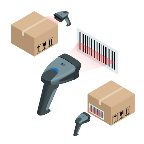 The Manual Scanner Of Bar Codes. Flat 3d Vector Isometric Illustration ...