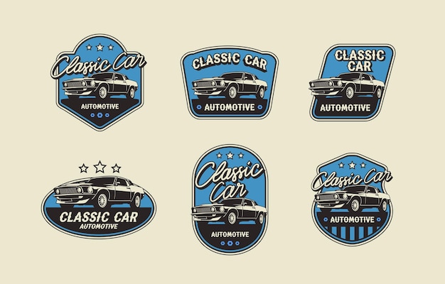 Vintage Automotive Emblems Featuring Classic American Muscle Cars ...