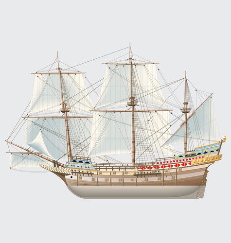 Detailed Vintage Ship Galeon Illustration | Jiffy Designs