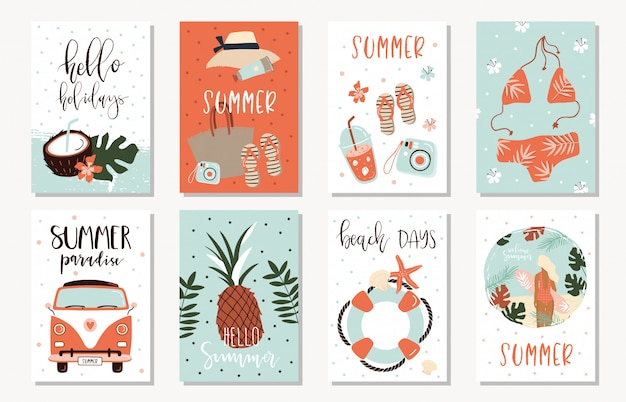 Vibrant Summer Collection of Illustrated Posters and Postcards | Jiffy ...