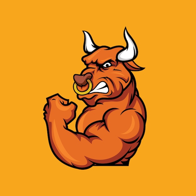 Fierce and Muscular Orange Bull Flexing Its Powerful Arm | Jiffy Designs