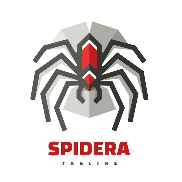 Striking Geometric Spider Emblem with Bold Red Accents | Jiffy Designs