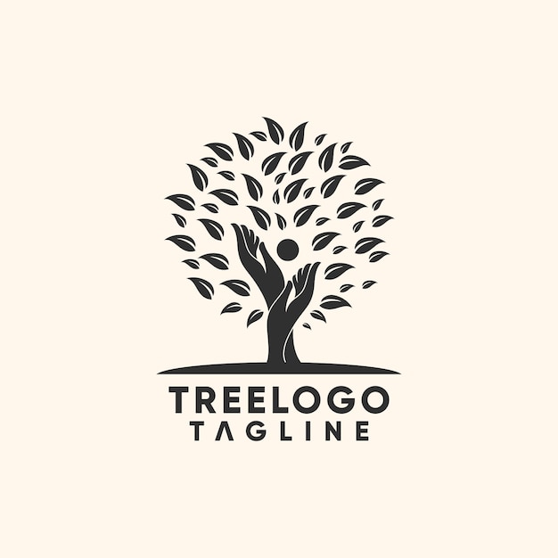 Elegant Silhouetted Tree Logo with Flowing Leaves | Jiffy Designs