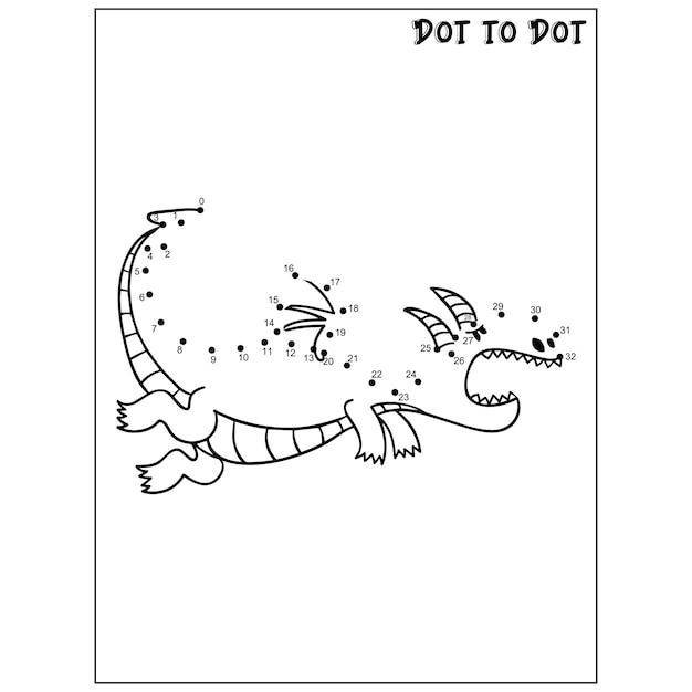 Whimsical Dot-to-Dot Alligator Drawing with Playful Flourishes | Jiffy ...