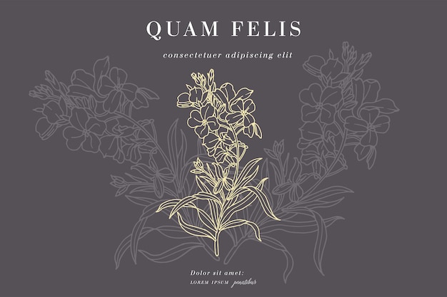 Quam Felis Botanical Illustration with Golden Floral Elements | Jiffy ...