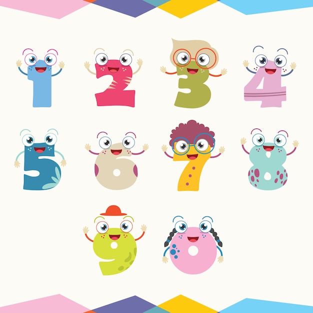 Cheerful Illustrated Number Characters for Diverse Design Needs | Jiffy ...