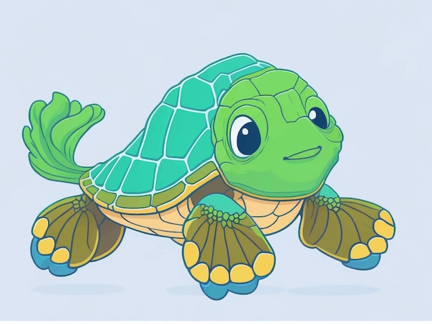 Adorable Cartoon Turtle Swimming Through the Waves | Jiffy Designs