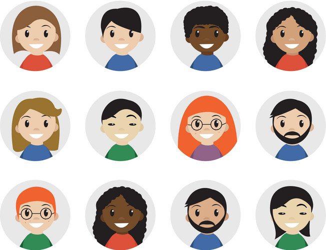 Icons Interracial People, Flat Style. International People Icons ...