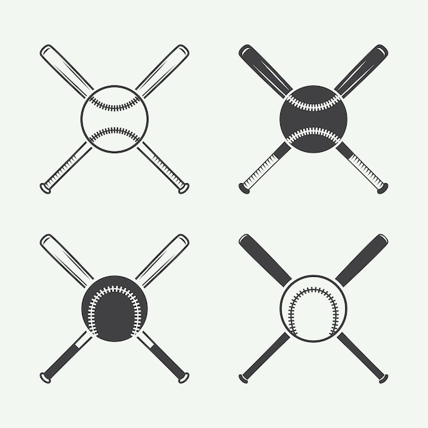 Diverse Baseball Emblem Collection with Crossed Bats and Balls | Jiffy ...