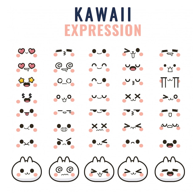 Adorable Kawaii Facial Expressions - Charming Cartoon Emoticons | Jiffy ...