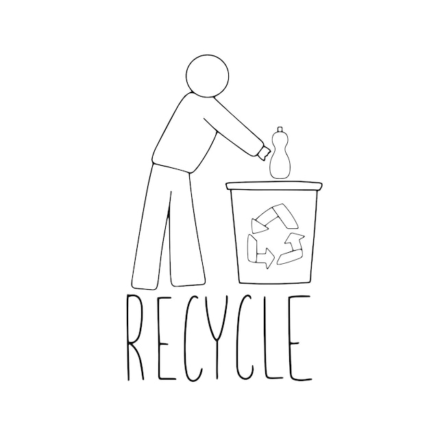 Simple Recycling Icon with Stick Figure Depositing Waste | Jiffy Designs