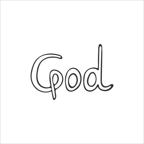 Hand Drawn Christian Inscription And Word God Isolated On White ...