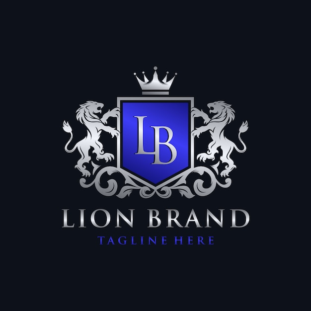 Regal Lion Crest with Majestic Crown and Ornate Shield | Jiffy Designs