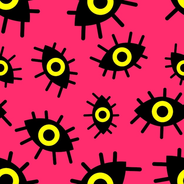 Vibrant Abstract Eye Pattern on Neon Pink Background | Jiffy Designs