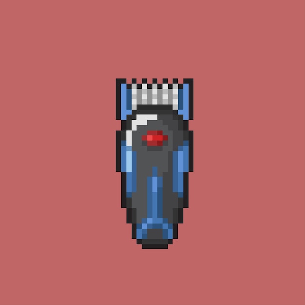 Retro Pixel Art Clipper Razor with Red Accent | Jiffy Designs