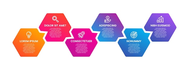 Vibrant Hexagonal Infographic with Descriptive Icons and Text | Jiffy ...