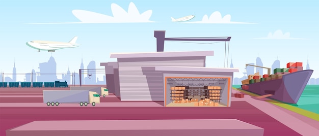 Bustling Cargo Hub: Planes, Trucks, and Shipments at the Logistics ...