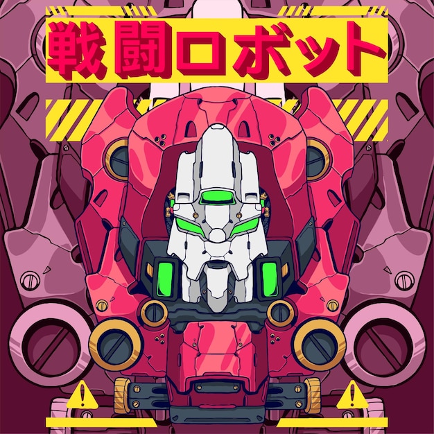 Vibrant Mecha Battle Robot in Futuristic Sci-Fi Landscape | Jiffy Designs