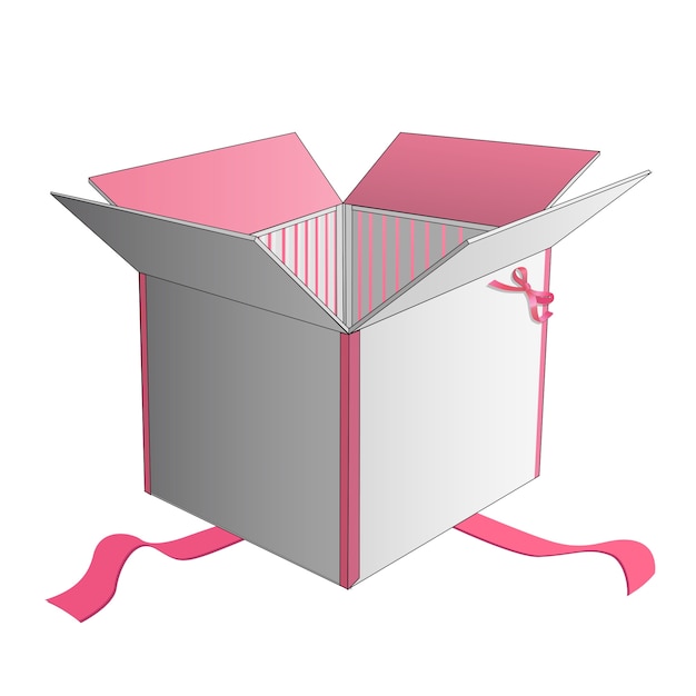 Vibrant Pink and Gray Striped Gift Box with Ribbons | Jiffy Designs