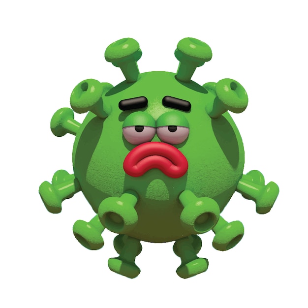 Whimsical Green Virus Creature with Expressive Features | Jiffy Designs