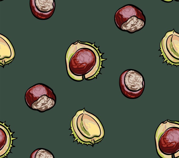 Vibrant Chestnut and Walnut Pattern on Olive Green | Jiffy Designs