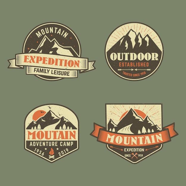 Vintage Mountain Expedition and Outdoor Adventure Badges Collection ...