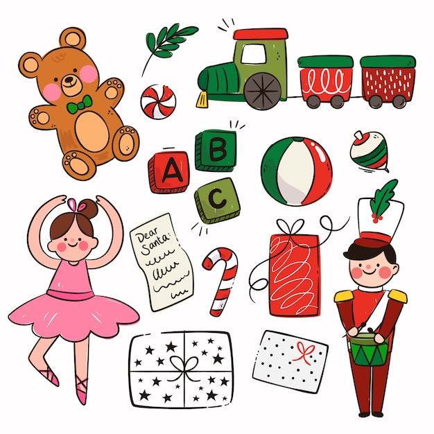 Whimsical Holiday Toy Collection with Playful Shapes and Patterns ...