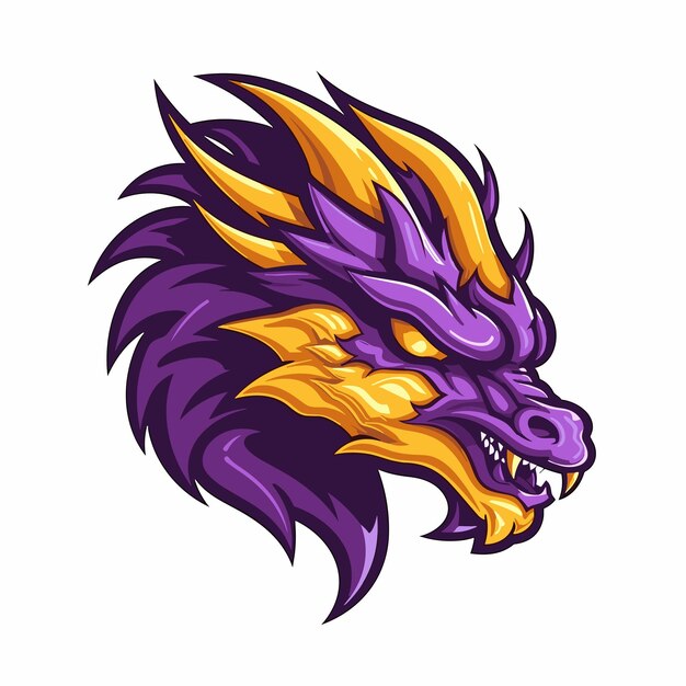 Fierce and Majestic Purple Dragon Head Illustration | Jiffy Designs