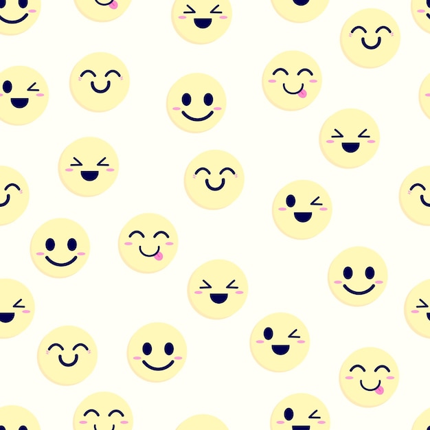 Cheerful Smiley Face Collection: Diverse Expressions in a Sunny Pattern ...