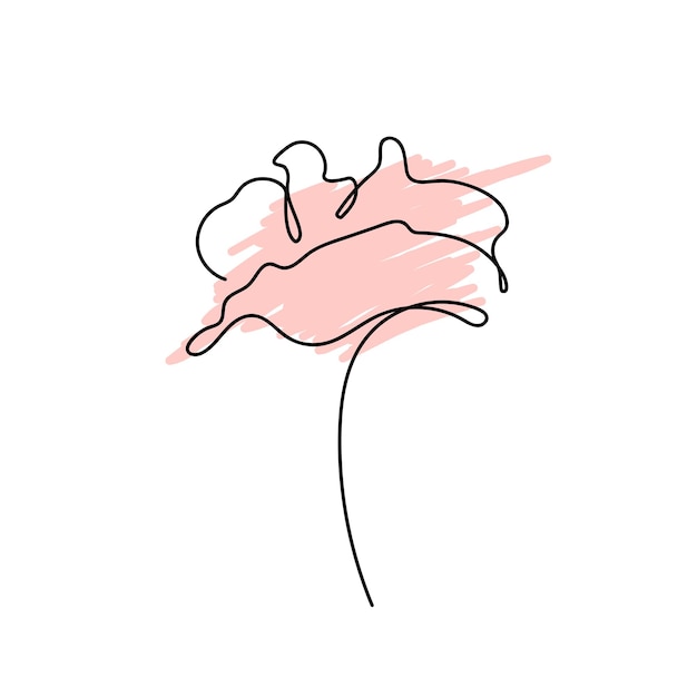 Minimalist Pink Flower Line Art Illustration | Jiffy Designs