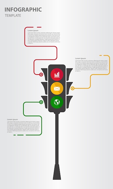 Infographic Traffic Light Template with Colorful Signals and Labels ...