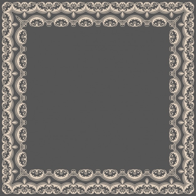 Intricate Grayscale Floral Border with Scrollwork Embellishments ...