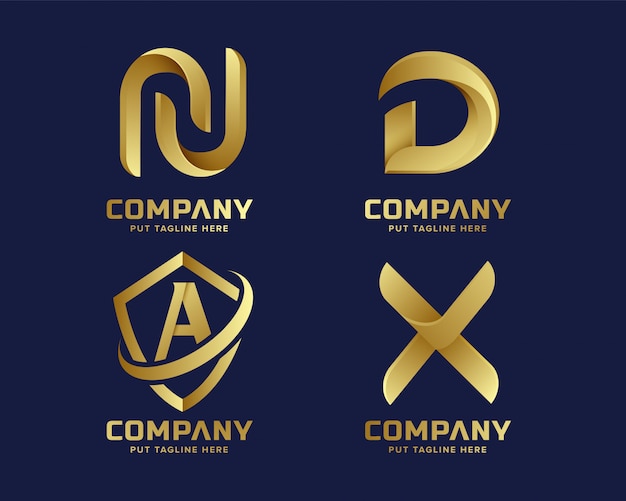 Elegant Golden Monogram Logos on Rich Navy Background | Jiffy Designs