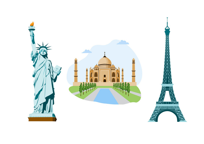 World Famous Architecture Landmarks. Travel, Tourist Attractions ...