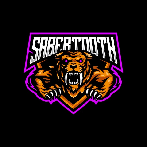 Fierce Sabertooth Tiger Emblem in Vibrant Hues | Jiffy Designs