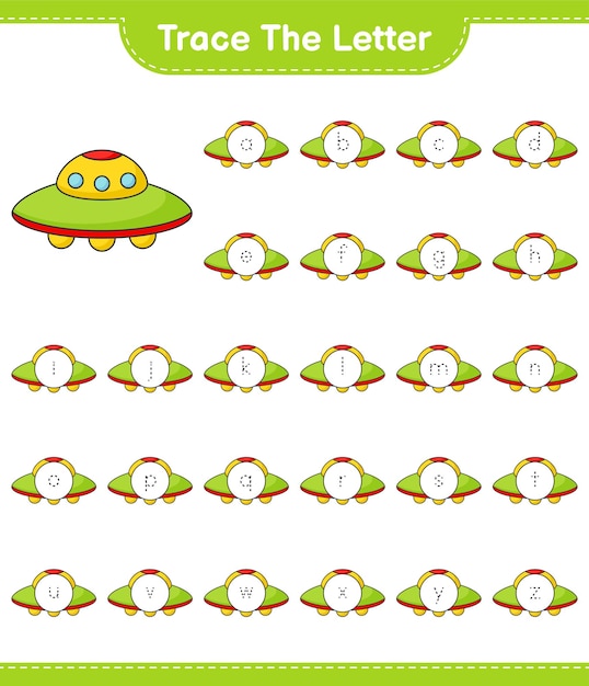Trace the Alphabet with Cute Alien Spacecraft | Jiffy Designs