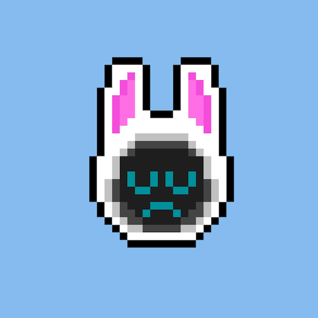 Vibrant Pixel Art Bunny Head with Striking Features | Jiffy Designs