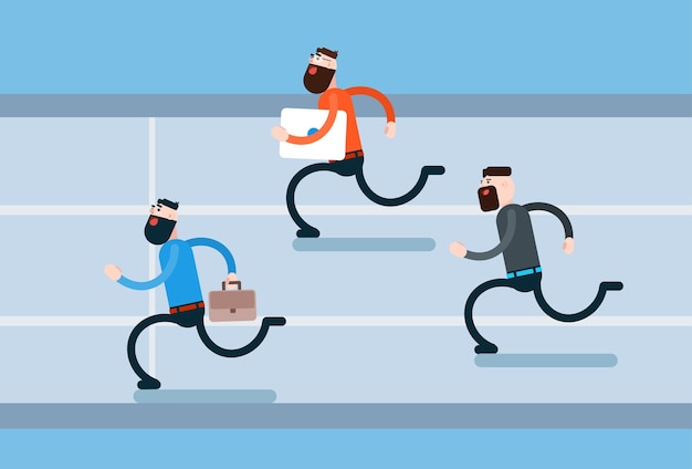 Playful Illustration of Running Stick Figures on Race Track | Jiffy Designs