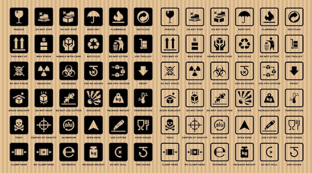 Comprehensive Collection of Iconic Symbols and Pictograms on Vintage ...