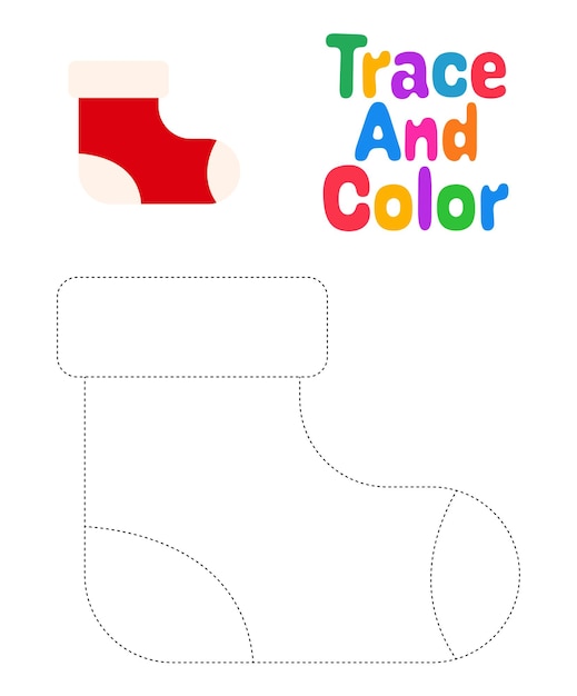 Vibrant Stocking Outline for Tracing and Coloring | Jiffy Designs